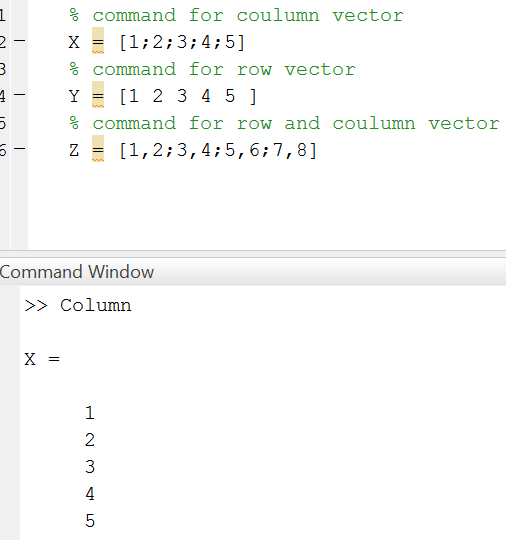Column Vector Matlab Gambaran