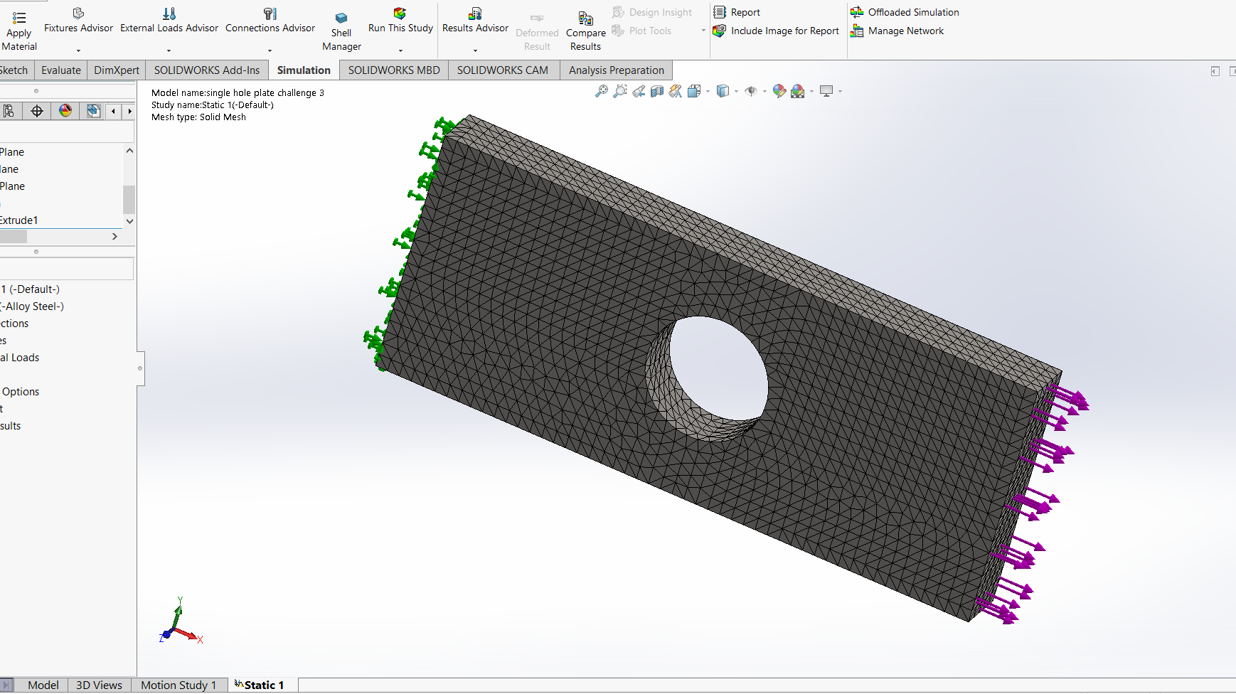 Analysis on a plate with a hole - Projects - Skill-Lync