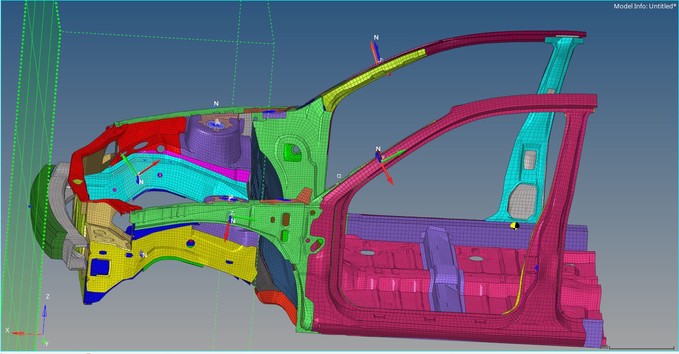 Frontal crash analysis of neon BIW - Projects - Skill-Lync