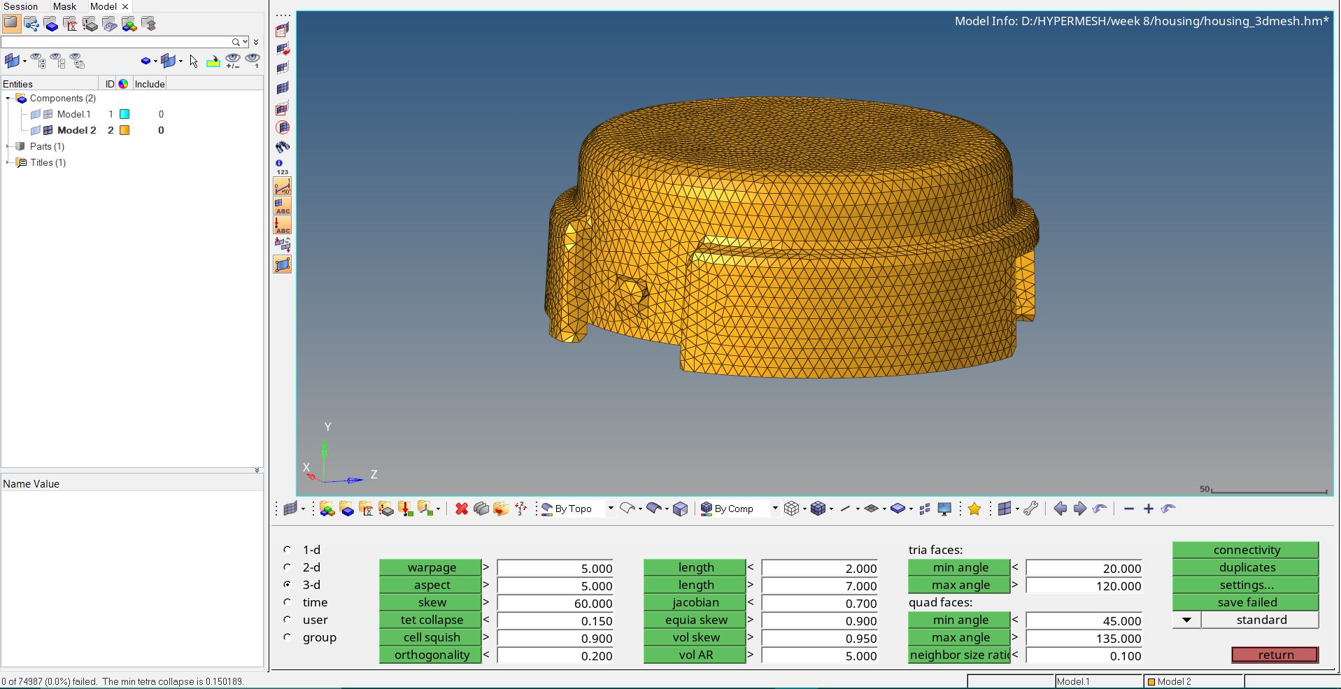 creating 3D mesh of housing parts using HYPERMESH : Skill-Lync