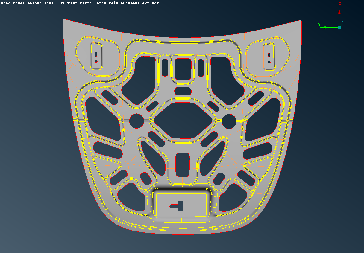 Mid surface extraction and Meshing of a car hood model using ANSA ...